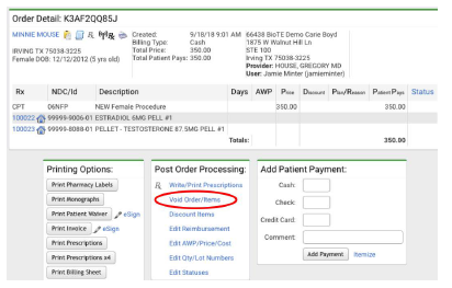Fill in Reason for Void & Click Void Selected Items. All numbers will ...